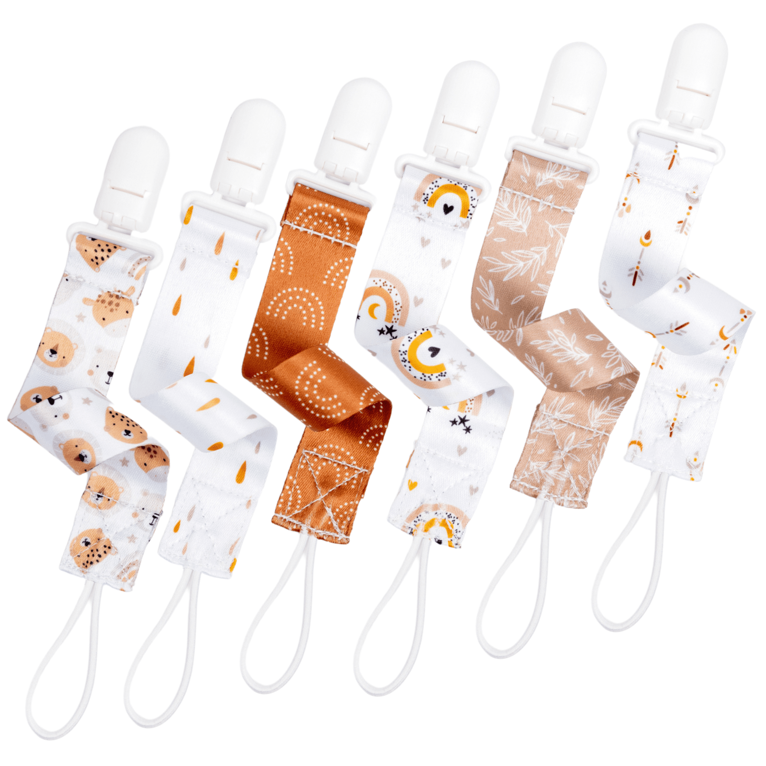 BUNNYBEE Pacifier Clip Set - Scandinavian Skies Collection - 6 Count ...