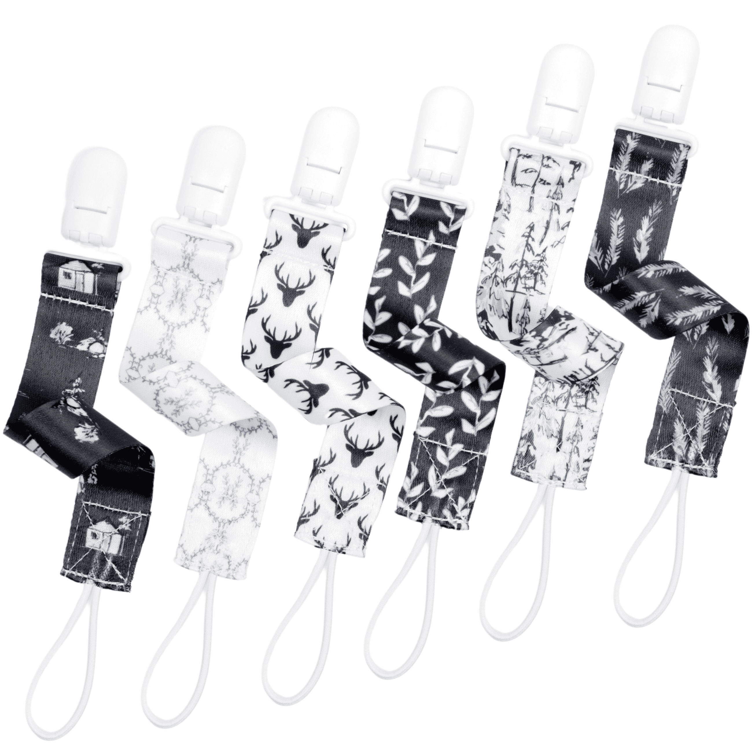 BUNNYBEE Pacifier Clip Set - Timber Trails Collection - 6 Count ...