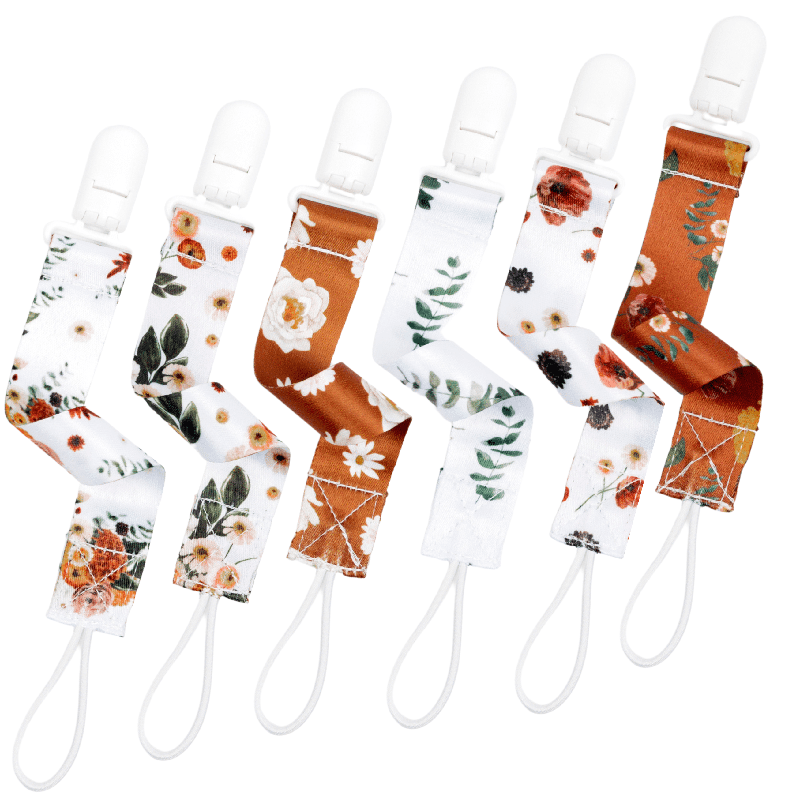 BUNNYBEE Pacifier Clip Set - Vintage Blooms Collection - 6 Count ...