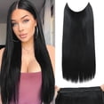 BUPPLER Halo Hair Extensions 20 Inch Invisible Wire Hair Extensions ...