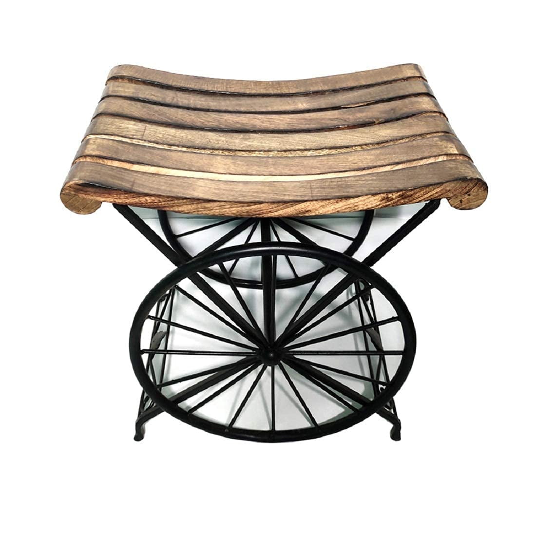 BURAQ UNIVERSAL Wrought Iron Wooden Bedside Table End Table Sitting ...