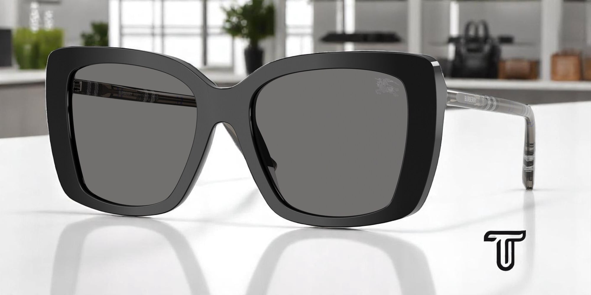 BURBERRY BE4456 416581 Black Dark Grey Polar Polarized 54 mm Women's ...