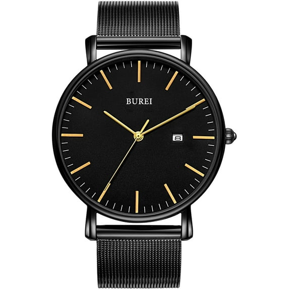 BUREI Men Watches Brown Leather Fashion Minimalist Wrist Watch Simple ...