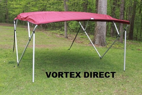 BURGUNDY SQUARE TUBE FRAME VORTEX 4 BOW PONTOON/DECK BOAT BIMINI TOP 8 ...