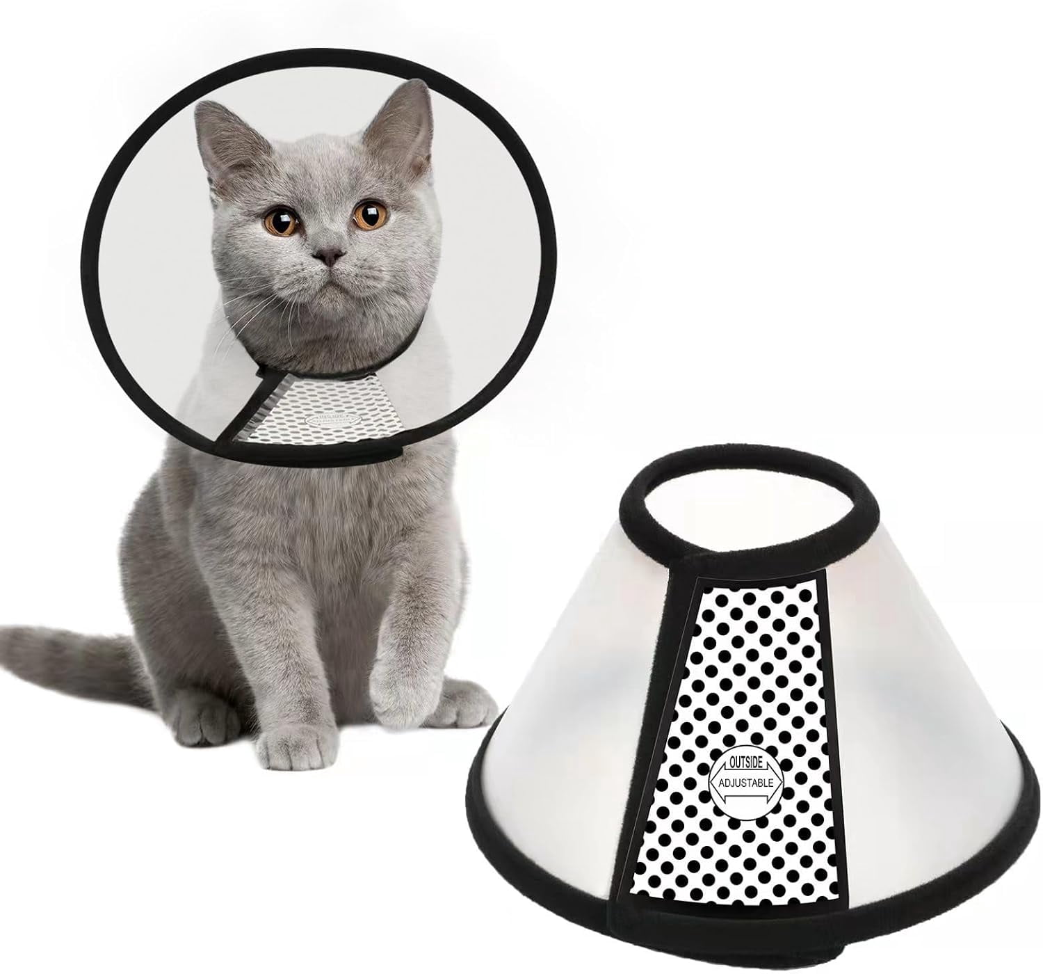 BURIBURI Adjustable Recovery Pet Cone E-Collar for Cats Kittens Rabbits ...