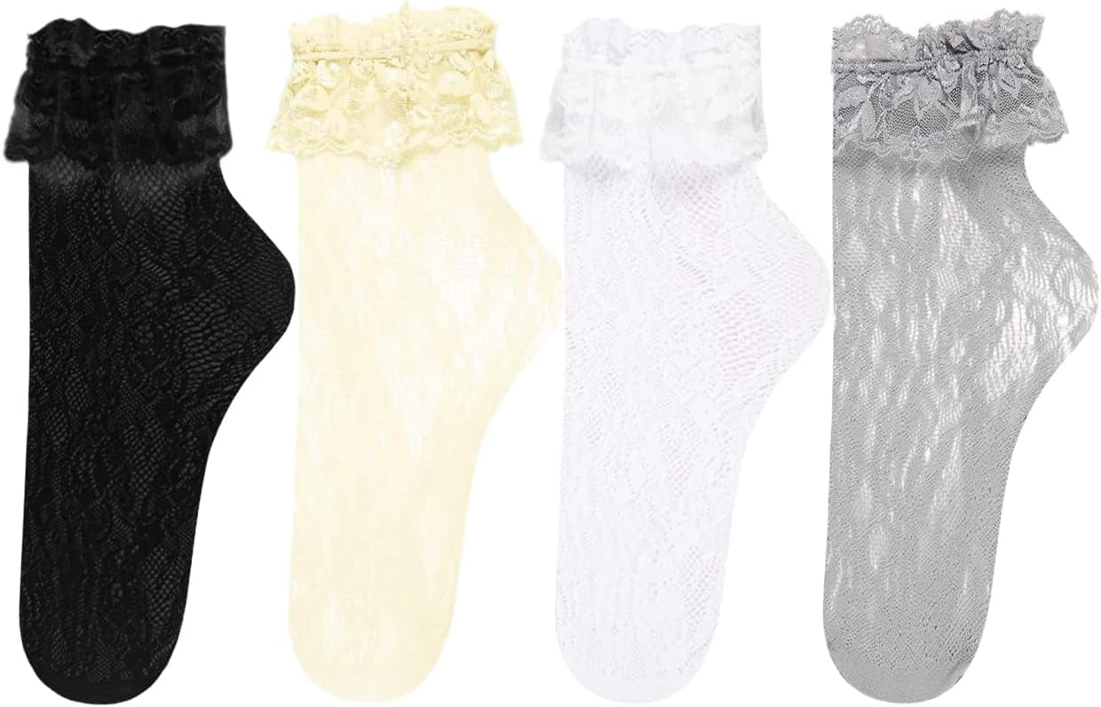 BURIBURI Benefeex Sox Womens Sheer Lace Loose Socks Decorated Mesh ...