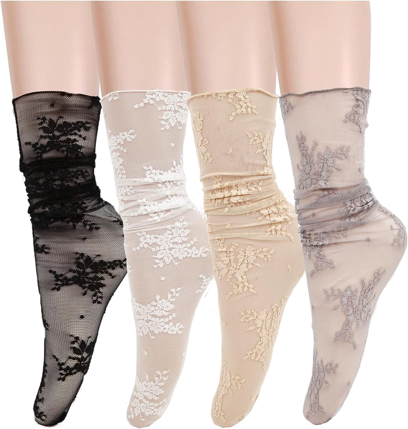 BURIBURI Benefeex Sox Womens Sheer Lace Loose Socks Decorated Mesh ...