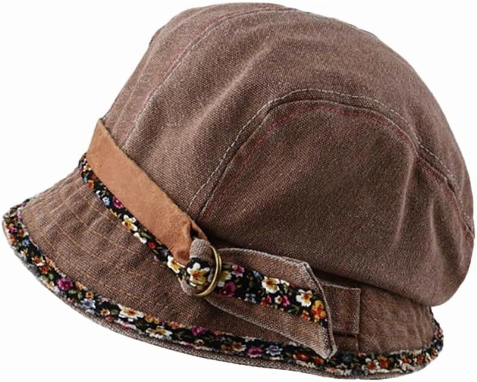 BURIBURI Women Denim Bucket Hat Short Brim with Small Floral ...