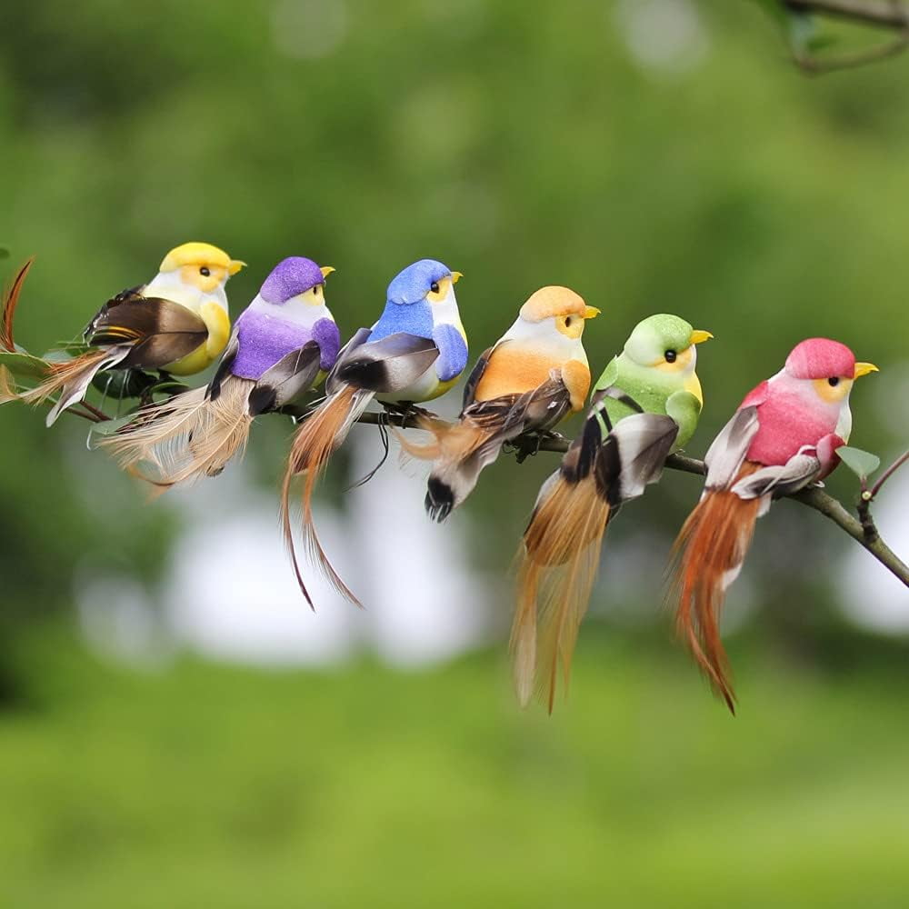 BURIBURIBURIBURI 12pcs Fake Birds 434; Mini Artificial Foam Feather ...