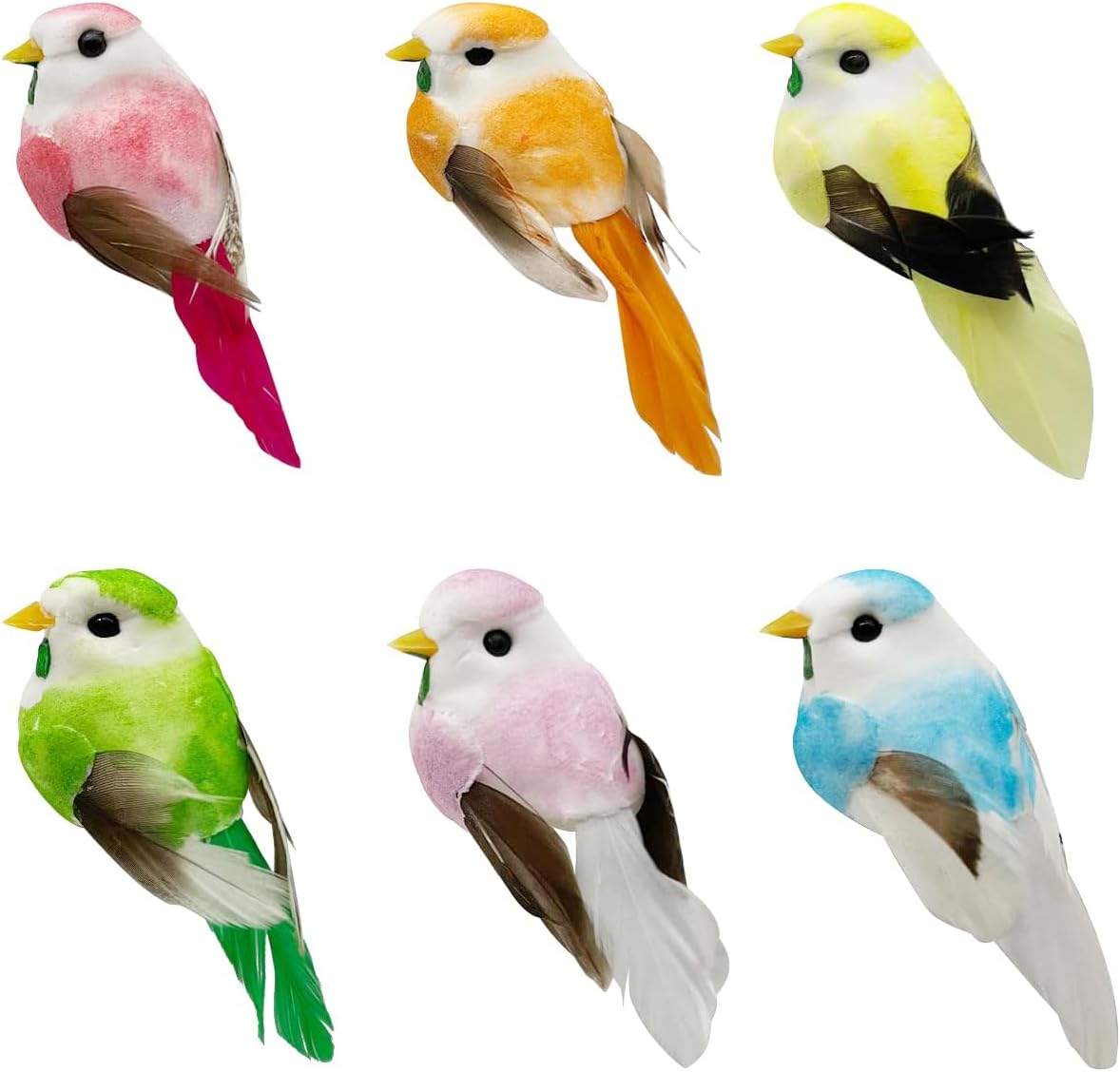 BURIBURIBURIBURI 12pcs Tiny Colorful Fake Birds Mushroom Arts and ...