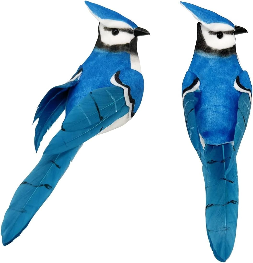 BURIBURIBURIBURI 2PCS Realistic Blue Jay Birds 5.5Inch Artificial Foam ...