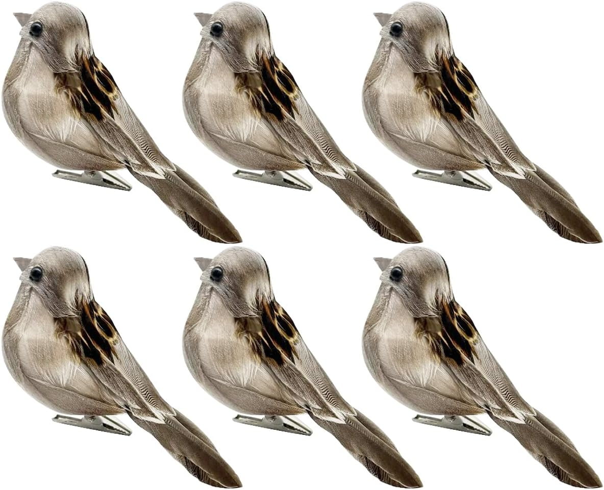 BURIBURIBURIBURI 6PCS Decorative Artificial Birds Clip on Realistic ...