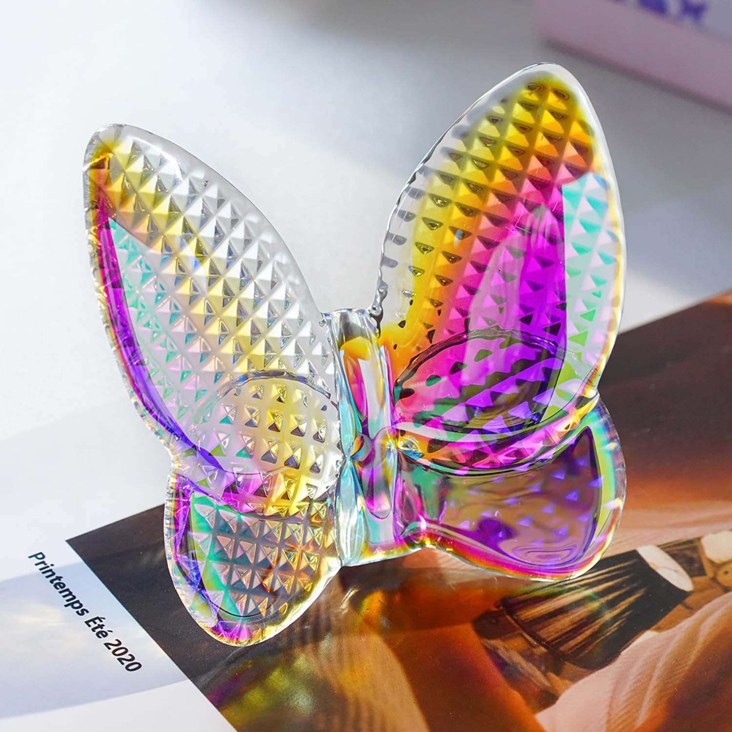 BURIBURIBURIBURI Blue Crystal Butterfly Figurine, Glass Butterfly ...