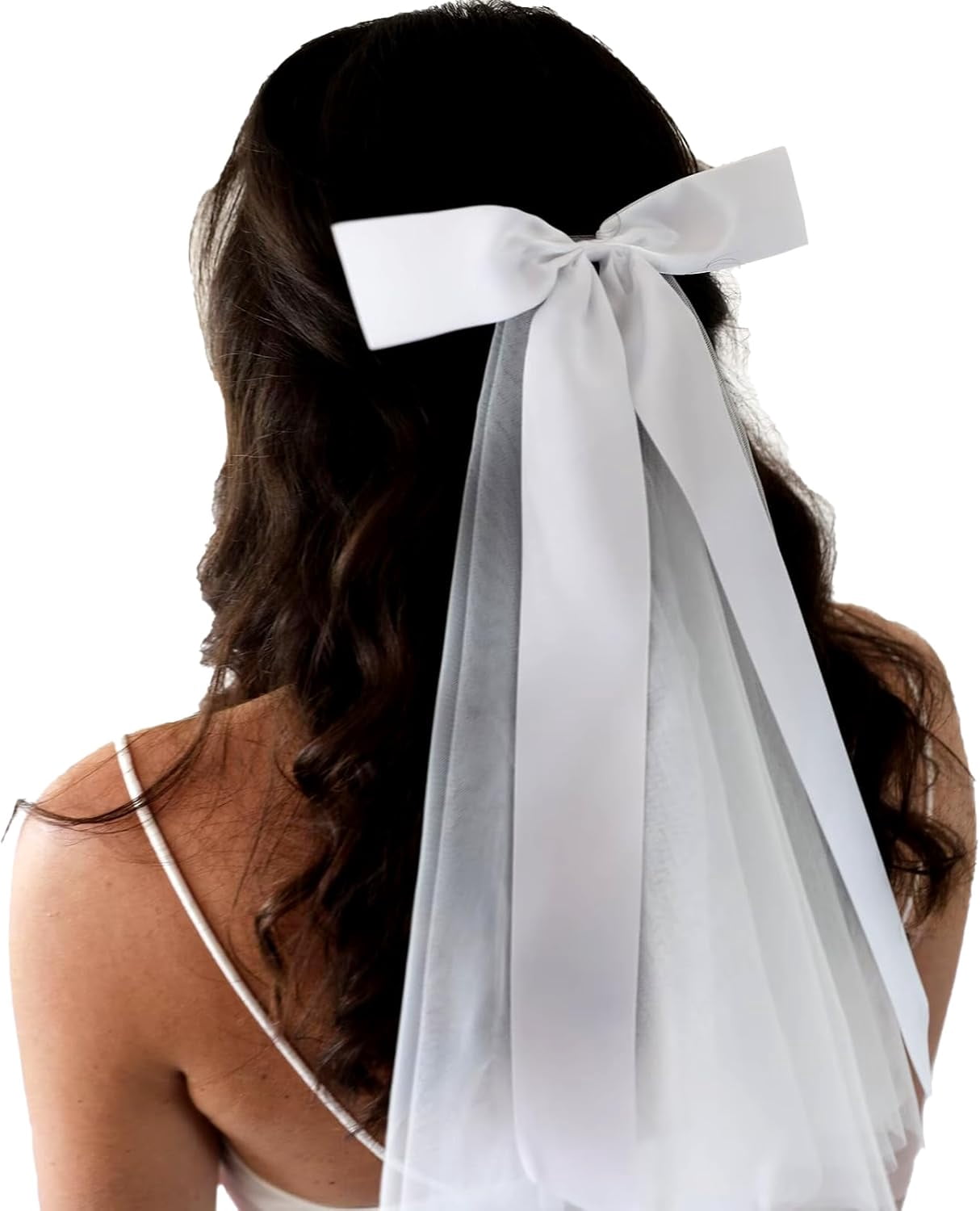 BURIBURIBURIBURI Bridal Veil Bachelorette Party Veil White Bow Wedding ...