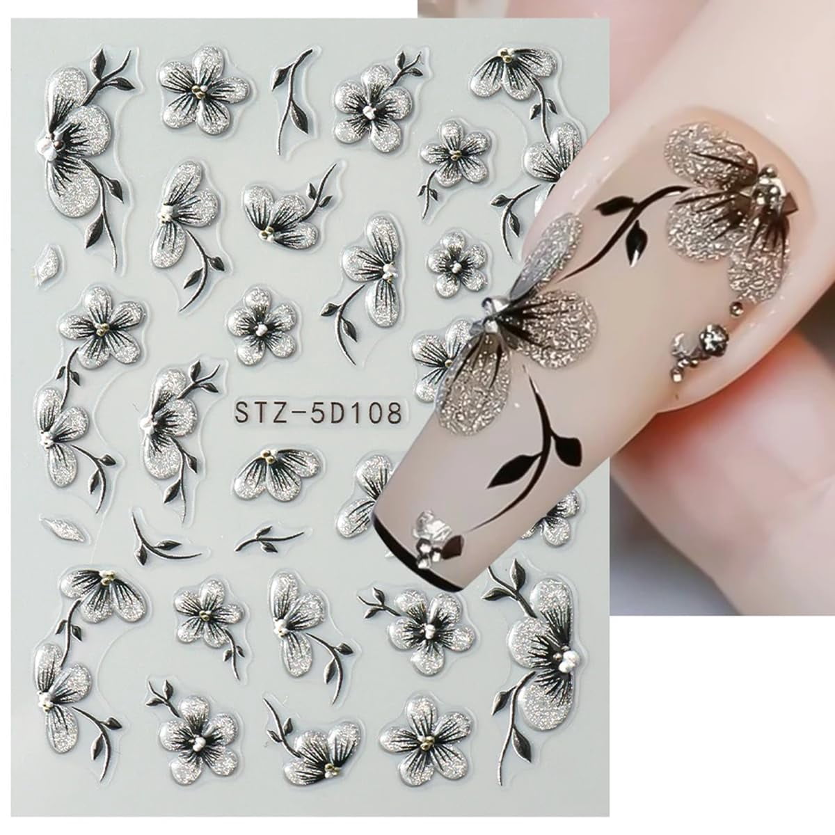 BURIBURIBURIBURI Flower Nail Stickers for Nail Art - Flowers Nail Art ...