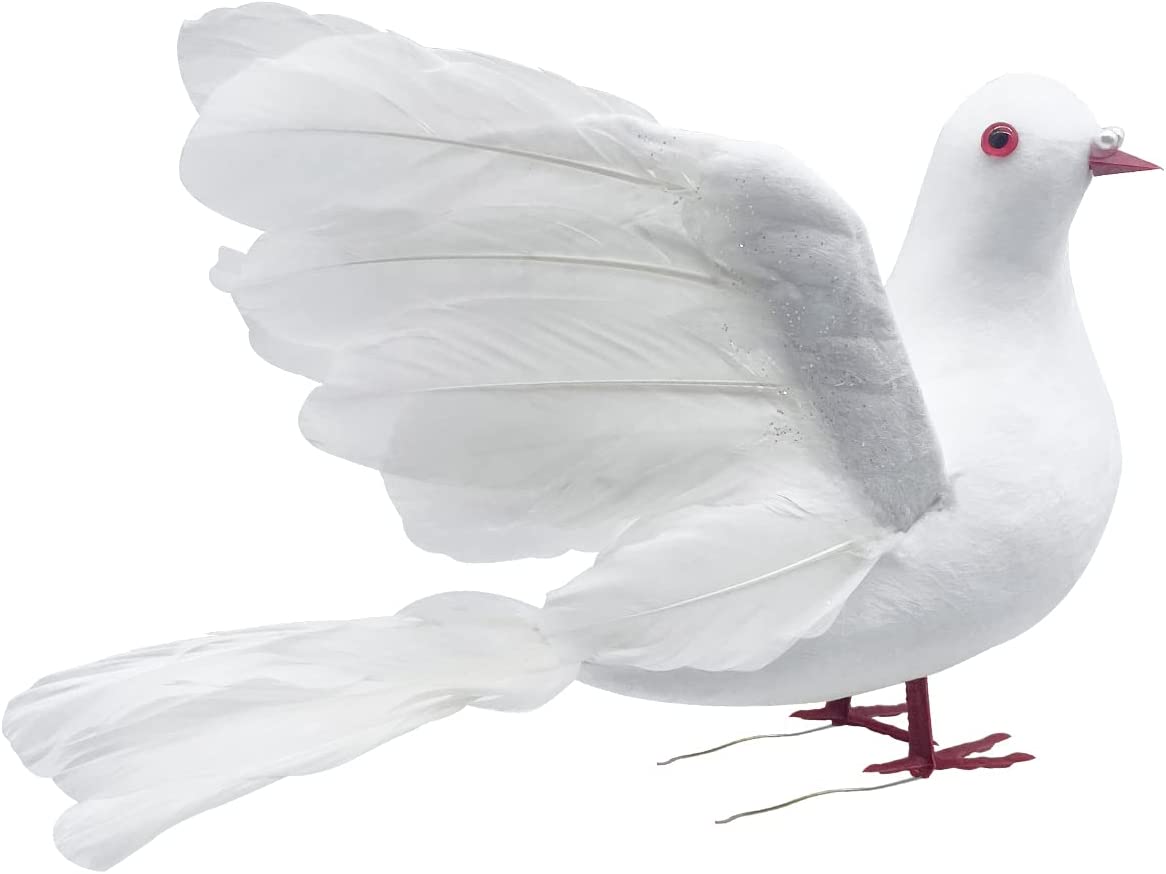 BURIBURIBURIBURI Large White Flying Doves 9.5-Inch Artificial ...