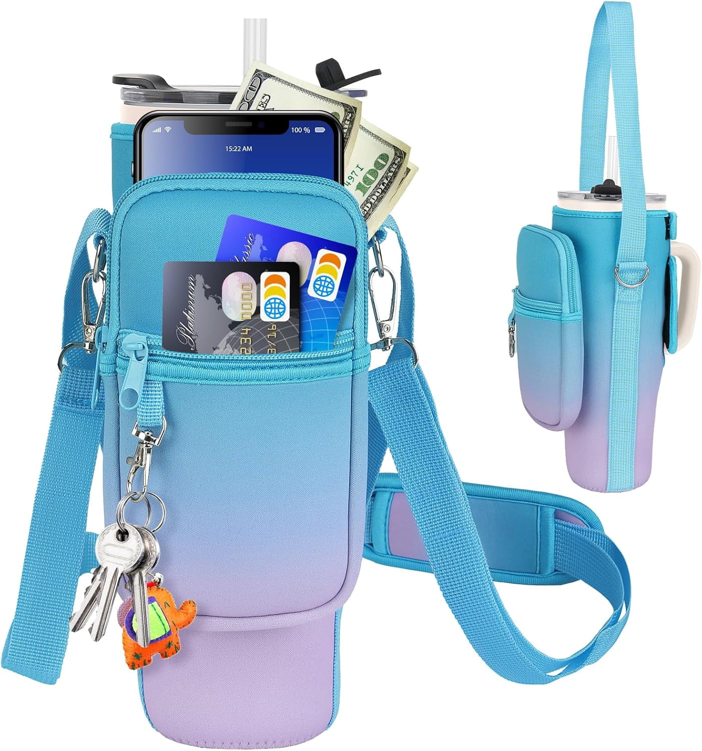 BURIBURIBURIBURI Water Bottle Carrier Bag with Phone Pocket Compatible ...