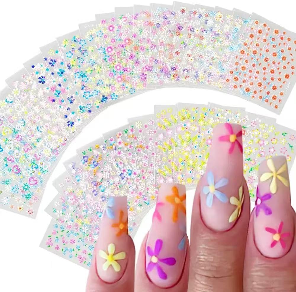 BURIBURIBURIBURI White Flower Nail Art Stickers White Flower with ...