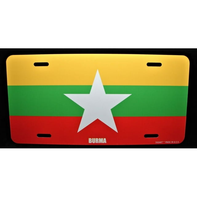 BURMA MYANMAR FLAG METAL CAR LICENSE PLATE AUTOTAG - Aluminum ( 12 inch ...