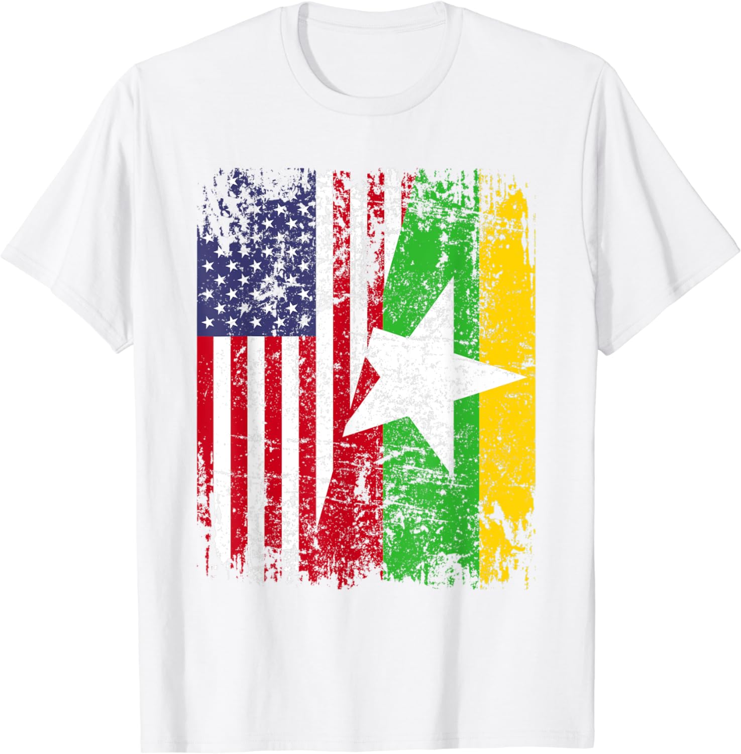 BURMESE ROOTS | Half American Flag | MYANMAR FLAG T-Shirt - Walmart.com