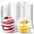 BURMONG Disposable Plastic Cups with Lids and Spoons, Clear Parfait ...