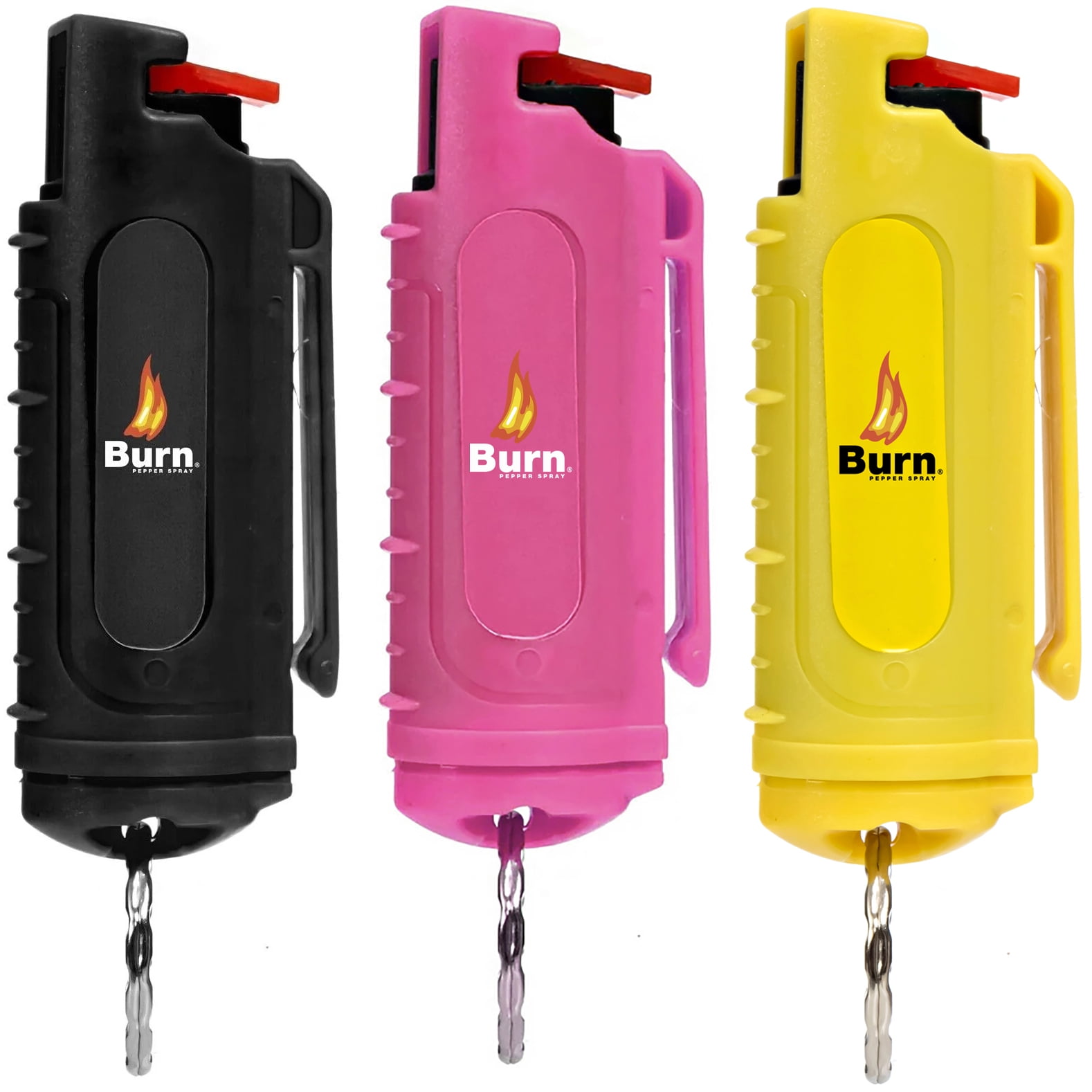 BURN Pepper Spray 1/2oz Self Defense Combo Black, Yellow, Pink ...