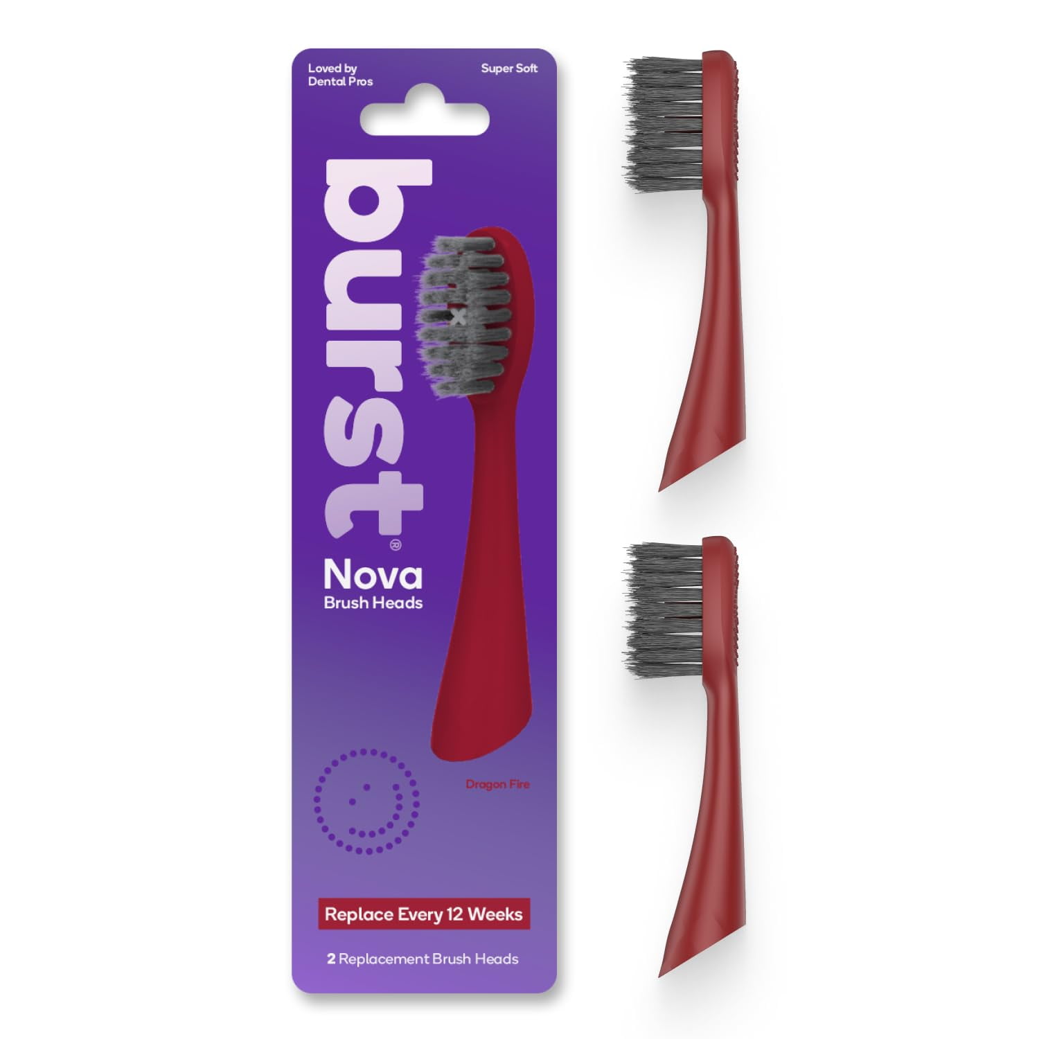 BURST Replacement Heads for OIF8 Nova Sonic Toothbrush (Red) | Super ...