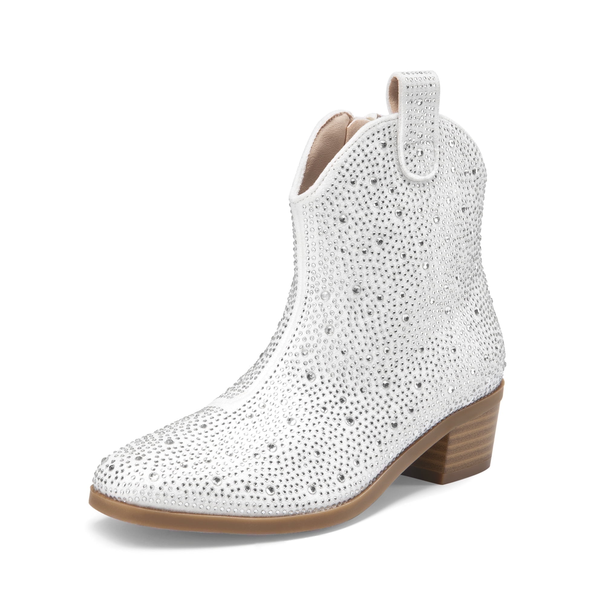 BURUDANI Girls Cowgirl Boots Kids Zip-Up Ankle Child Low Heel Dress ...