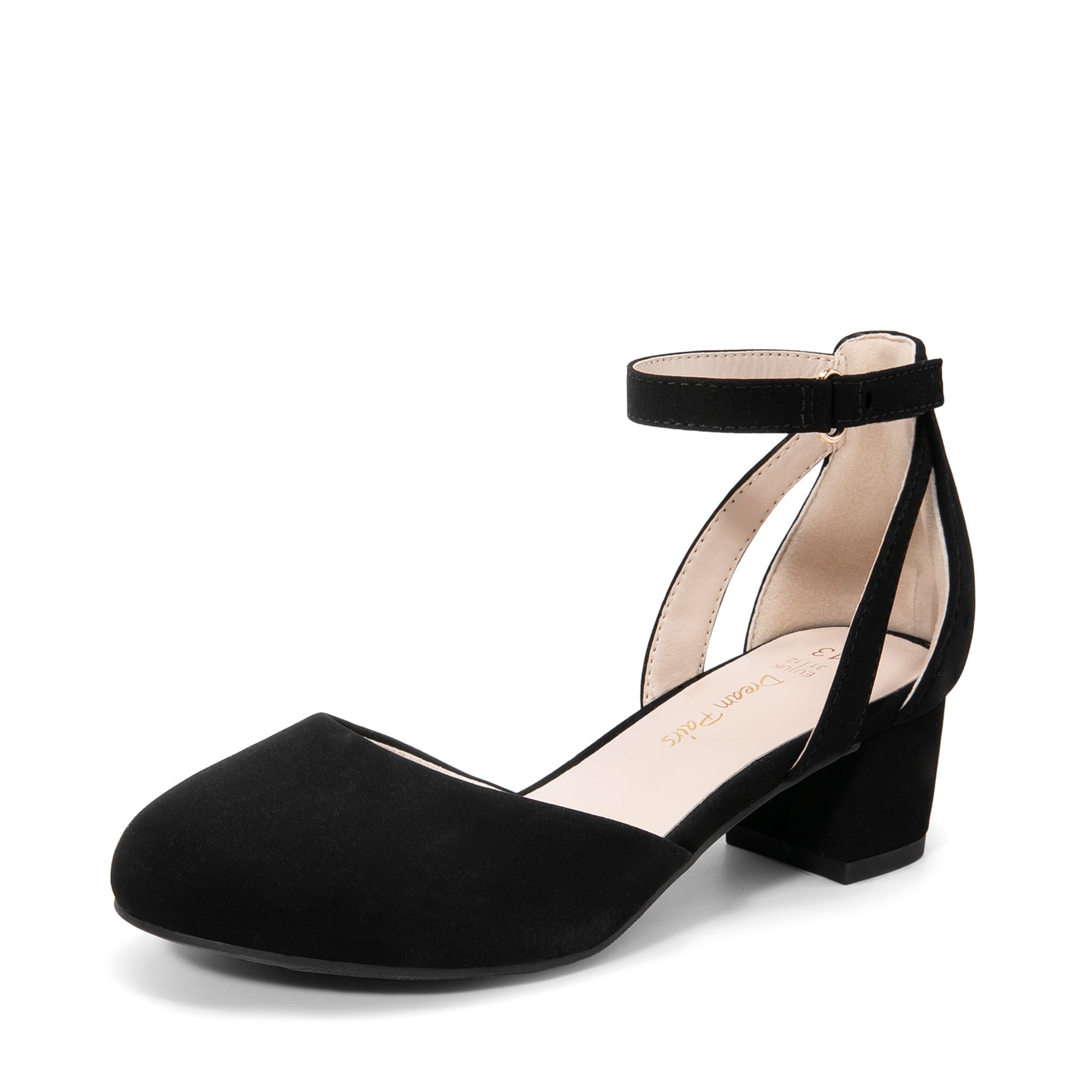 BURUDANI Girls' Dress Pumps Closed Toe Ankle Strap Heels for Toddler ...