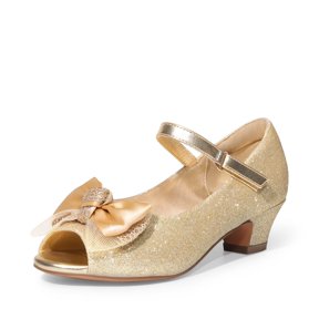 Women's Gold Glitter Princess Shoe with Heart Decor - Walmart.com