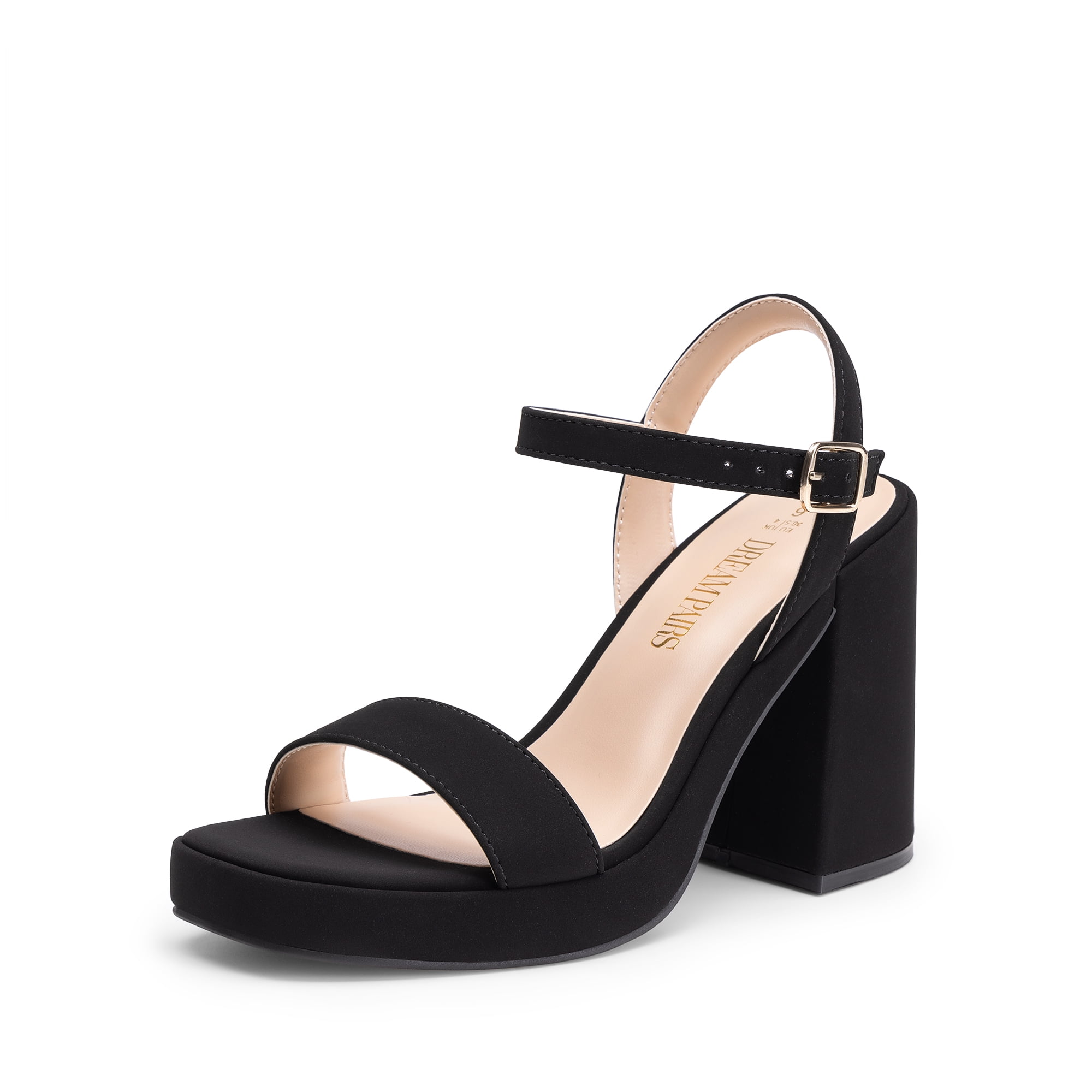 BURUDANI Heels for Women Block Chunky Platform High Heels Open Toe ...