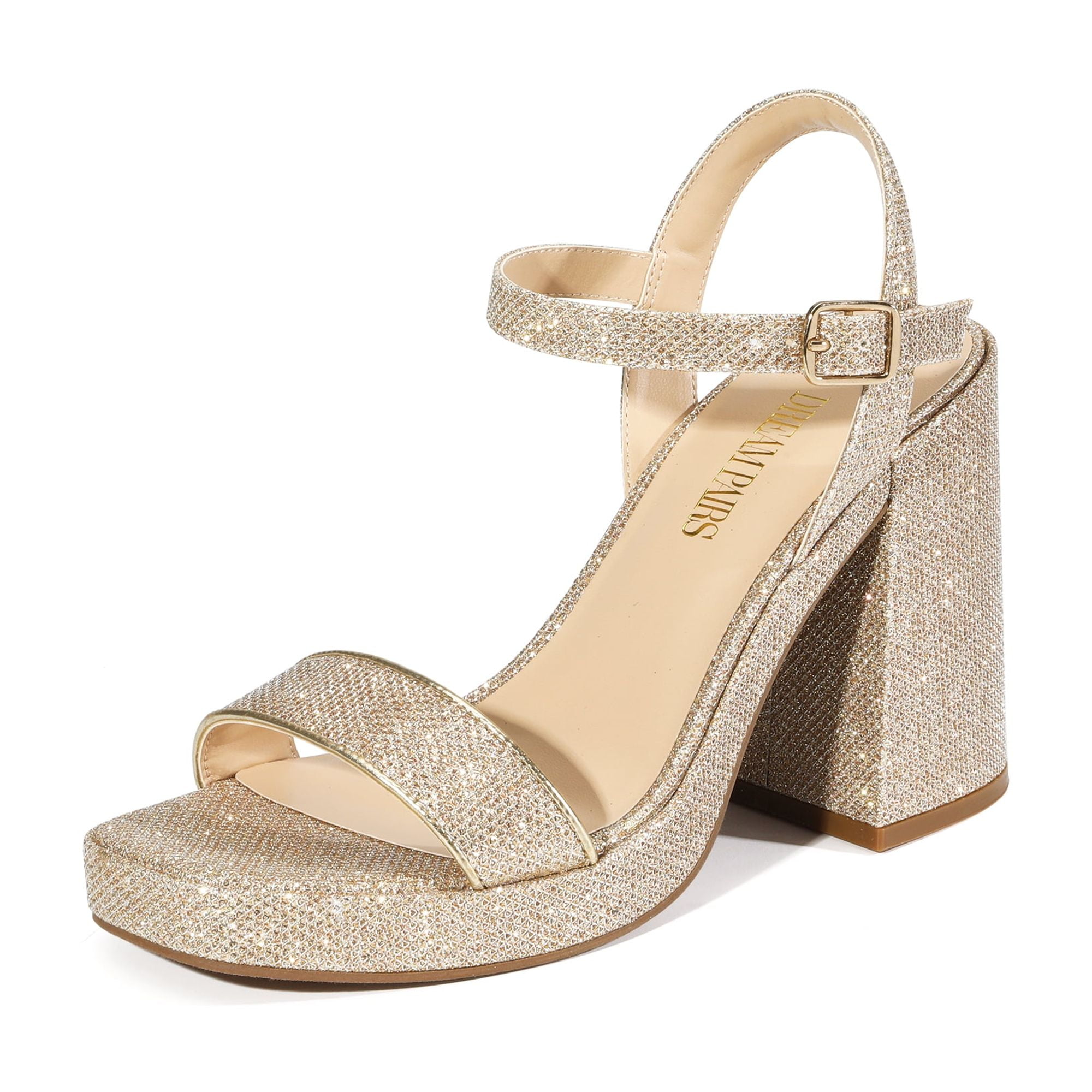 BURUDANI Heels for Women Block Chunky Platform High Heels Open Toe ...