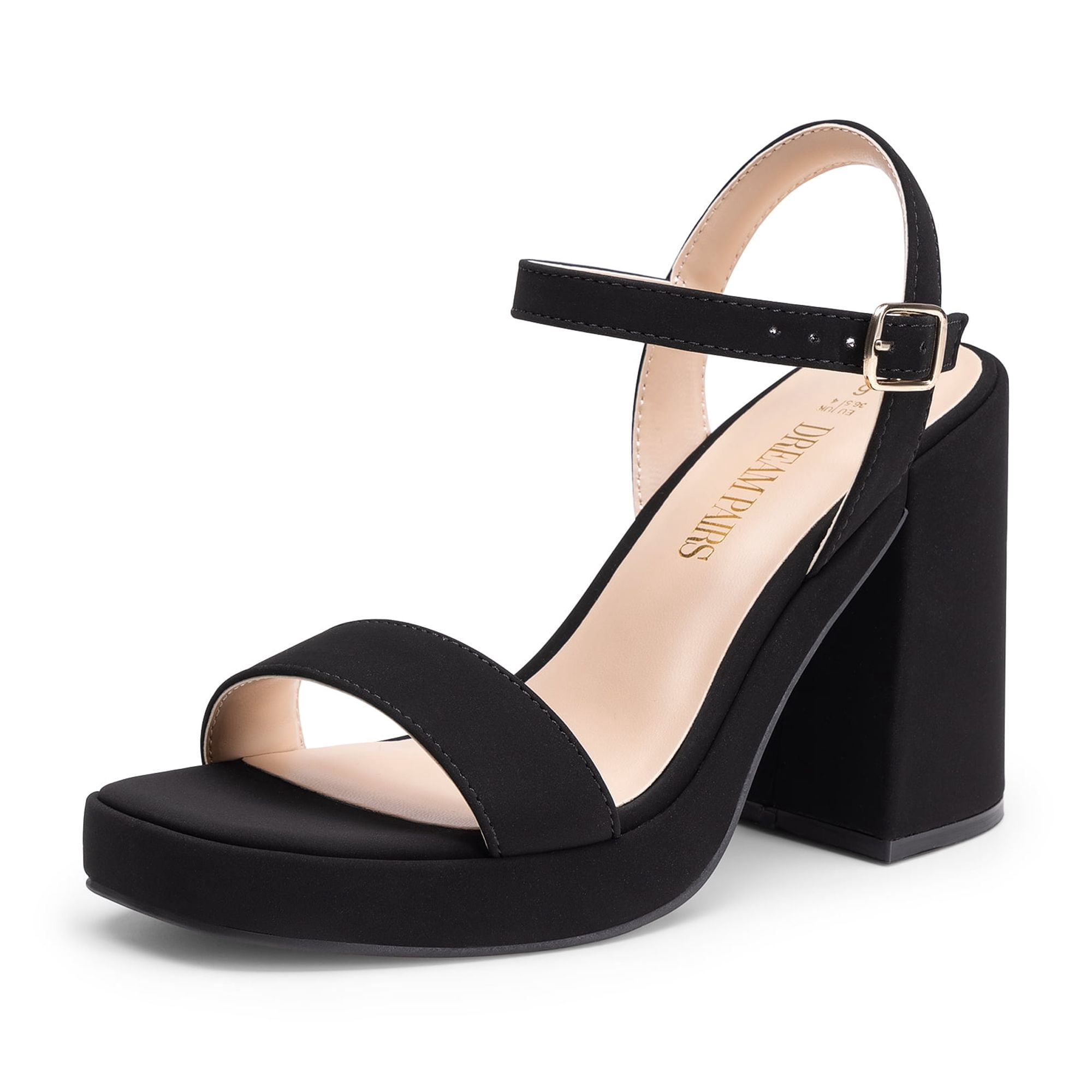 BURUDANI Heels for Women Block Chunky Platform High Heels Open Toe ...