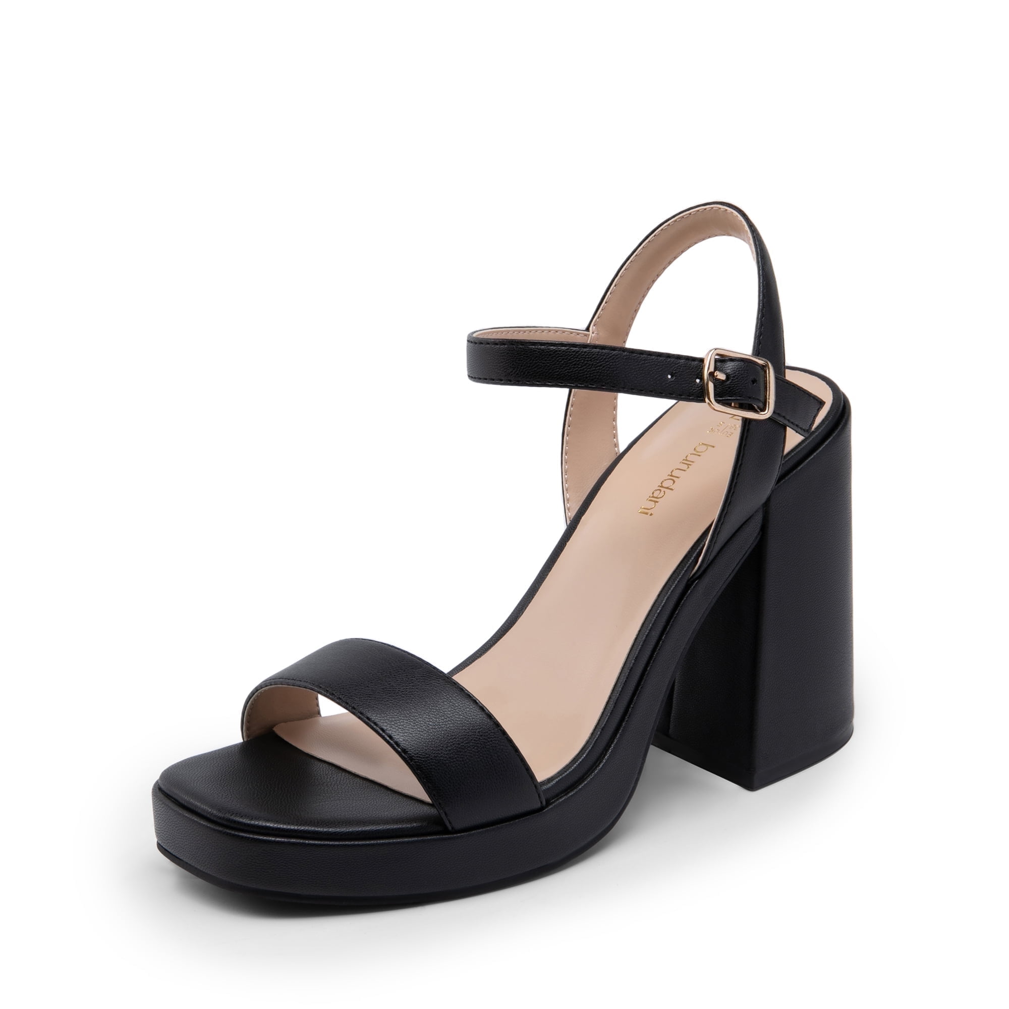 BURUDANI Heels for Women Block Chunky Platform High Heels Open Toe ...
