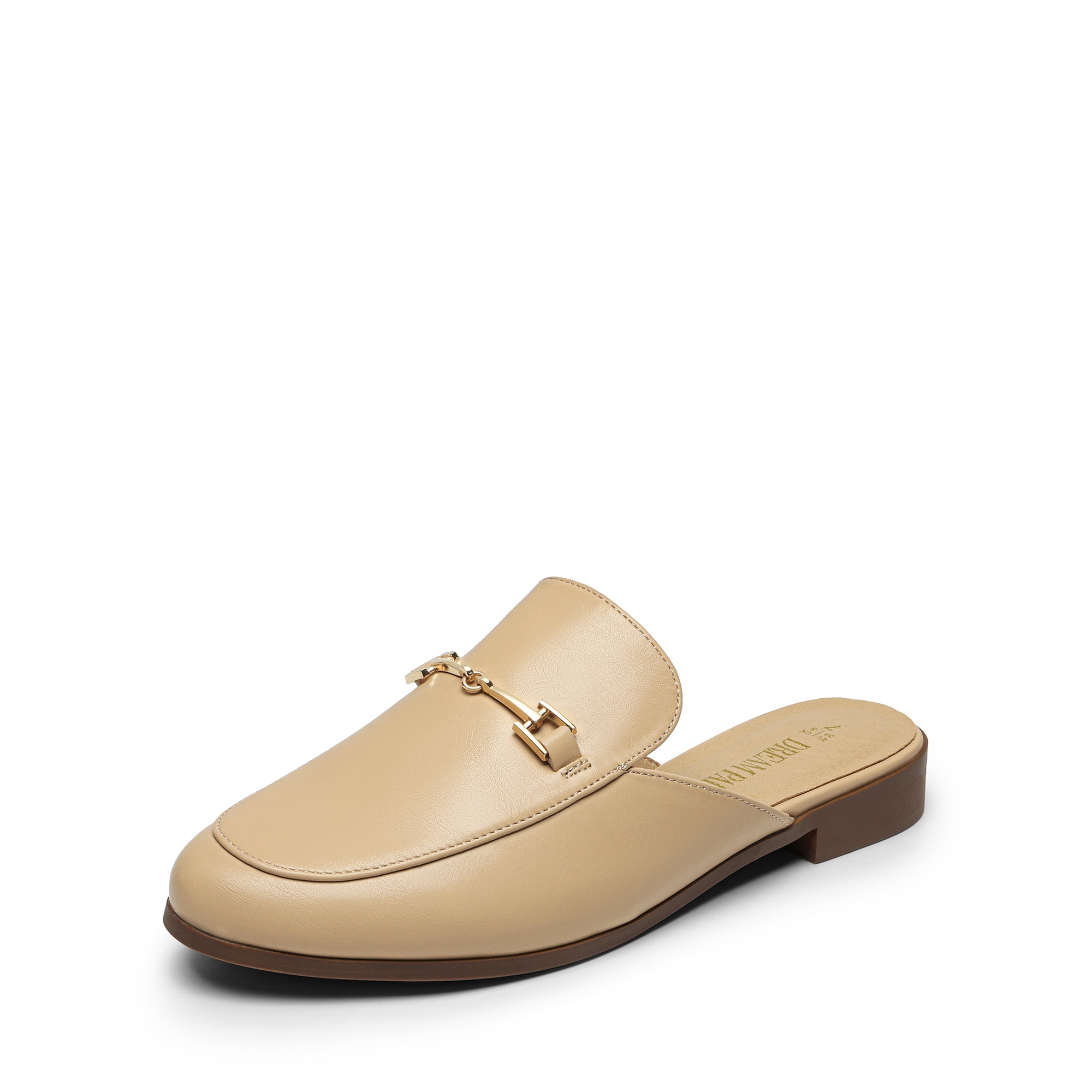 BURUDANI Women Buckle Backless Flats Mules Slip-On Dressy Casual Loafer ...