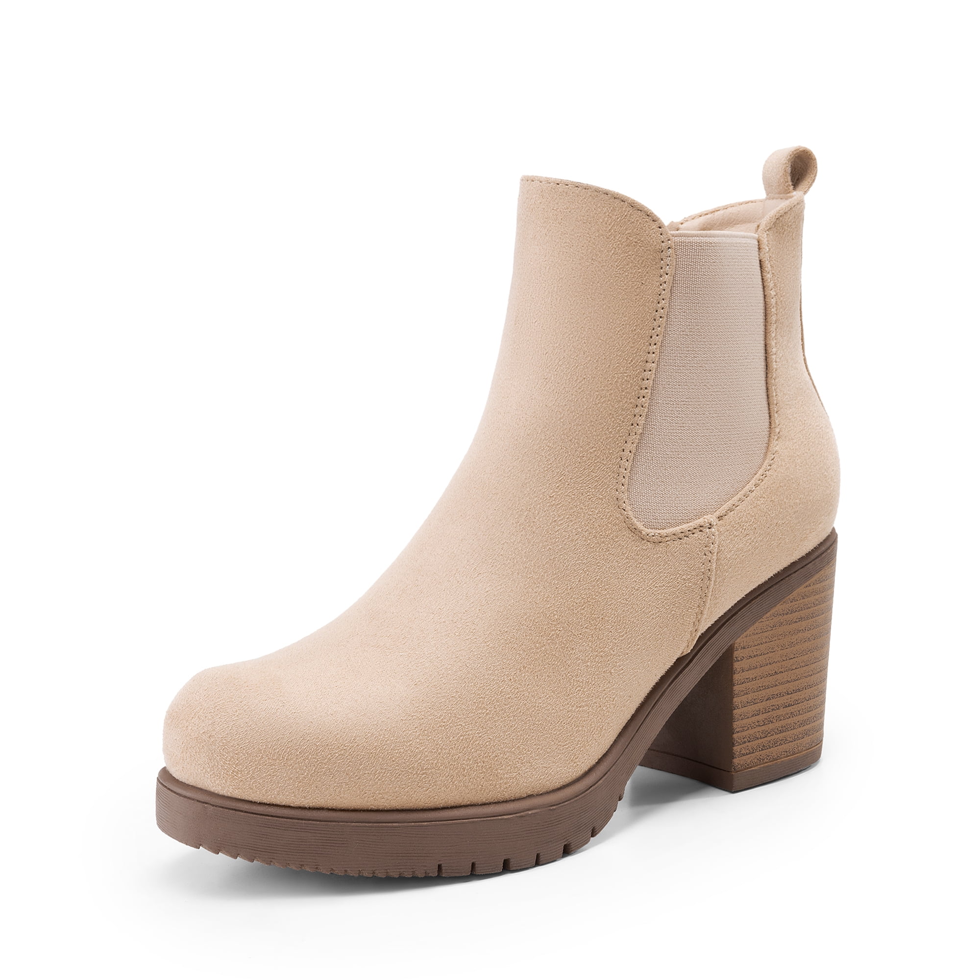 BURUDANI Women Fall Chunky-Heel Chelsea Ankle Booties Slip-On Elastic ...