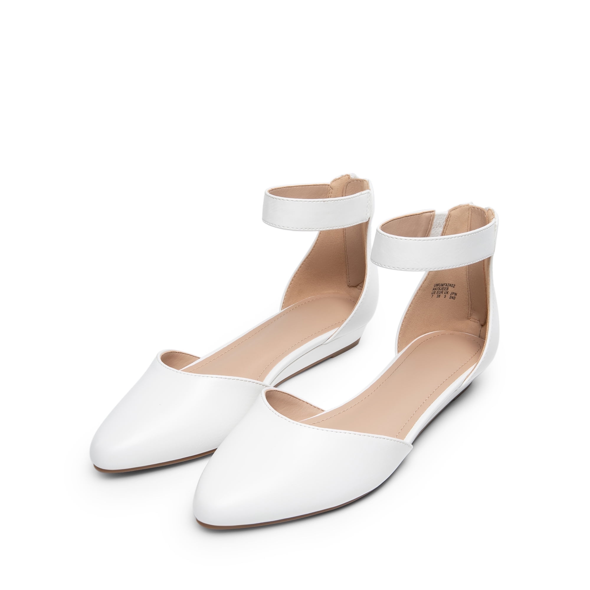 BURUDANI Women Flats Shoes Low Wedge Sandals Ankle Strap Pointed Toe ...