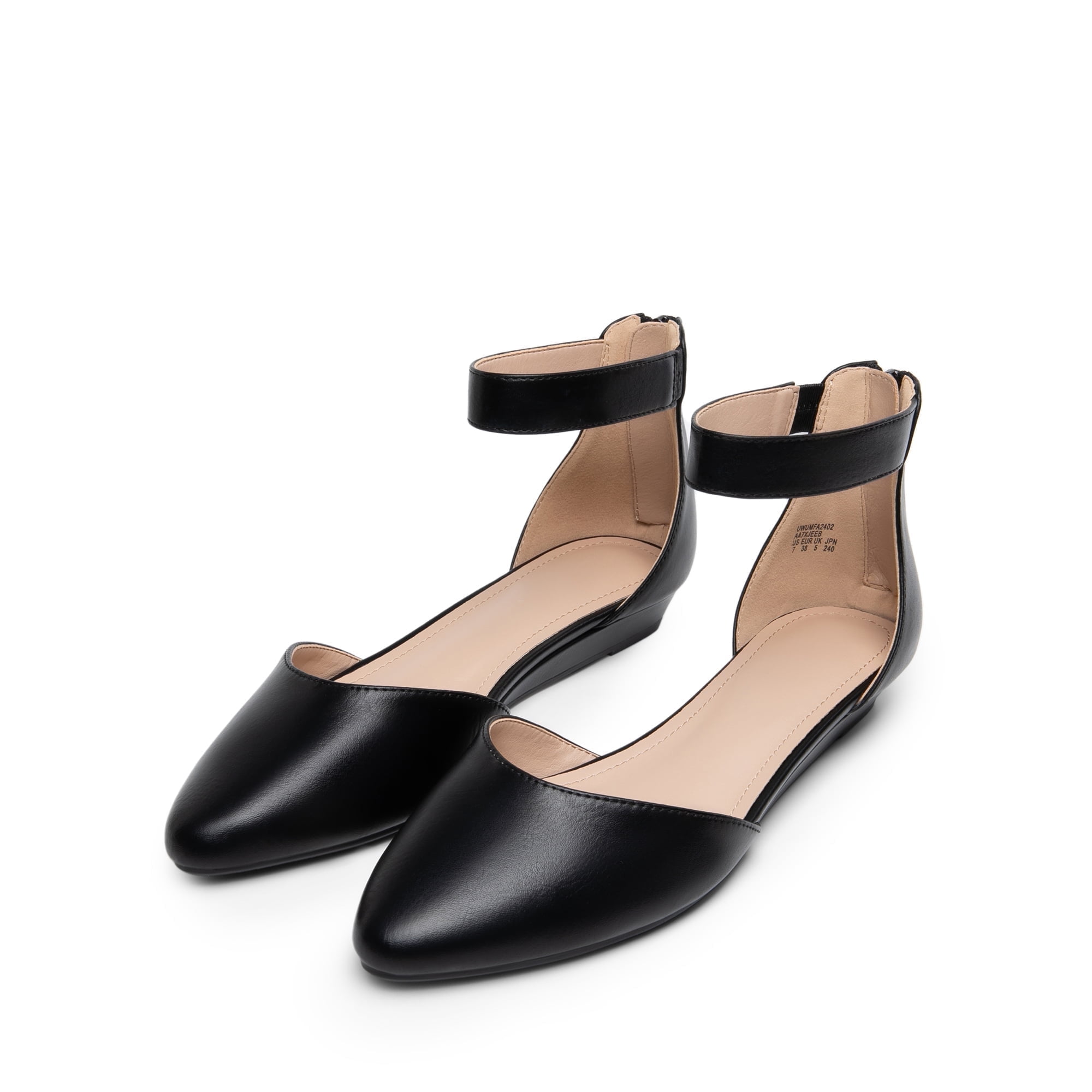 BURUDANI Women Flats Shoes Low Wedge Sandals Ankle Strap Pointed Toe ...