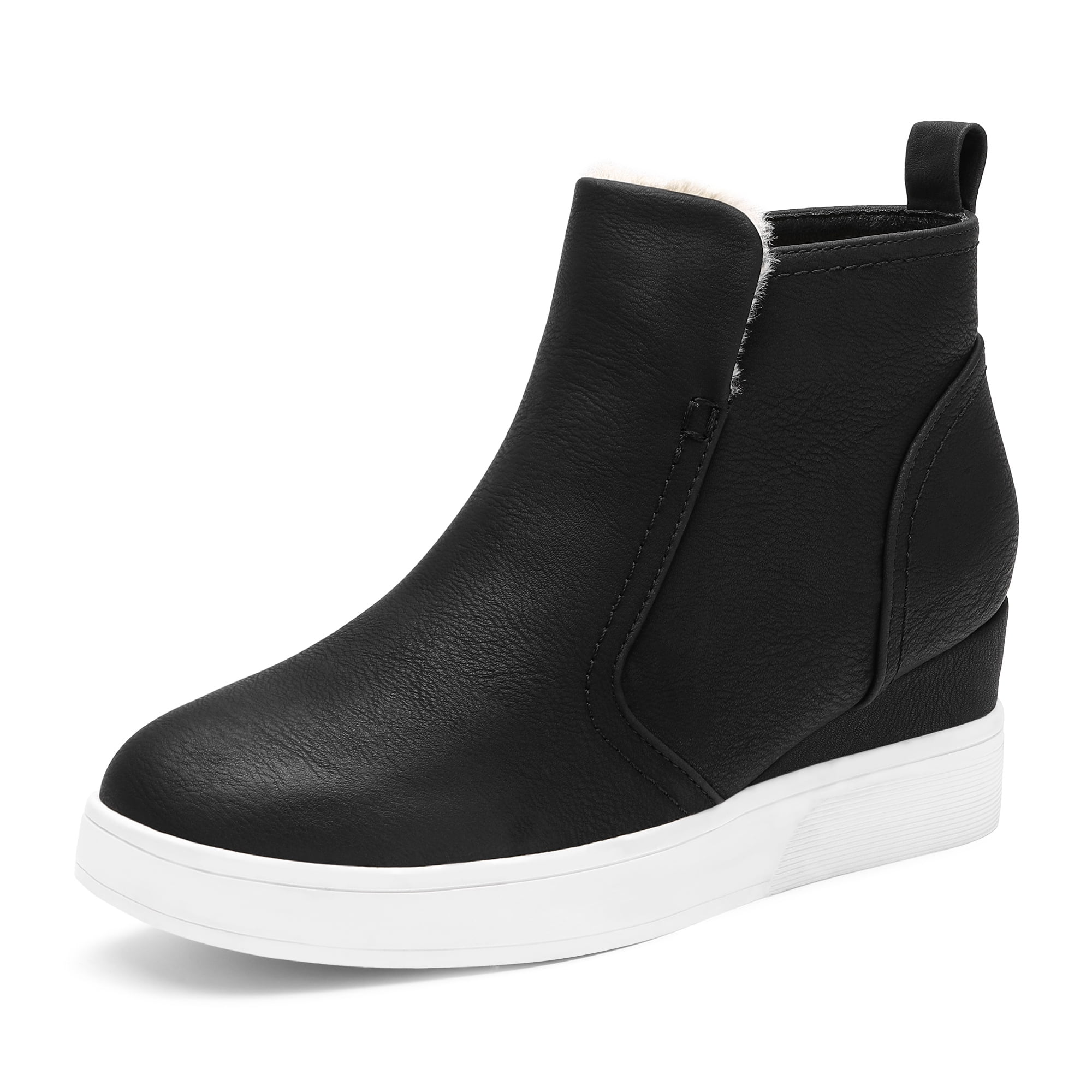 BURUDANI Women Hidden-Heel Platform Wedgie High-Top Wedge Sneakers Slip ...