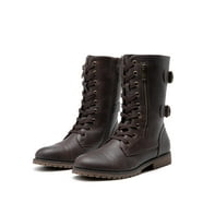 DREAM PAIRS Womens Ankle Booties Lace Up Mid Calf Military Combat Boots AMAZON BROWN Size 8 ...