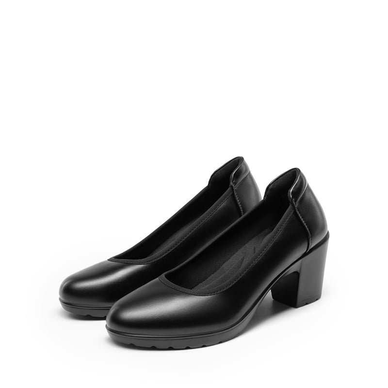 BURUDANI Women's Chunky Closed Toe Dress Wedding Shoes Work Pumps Block ...