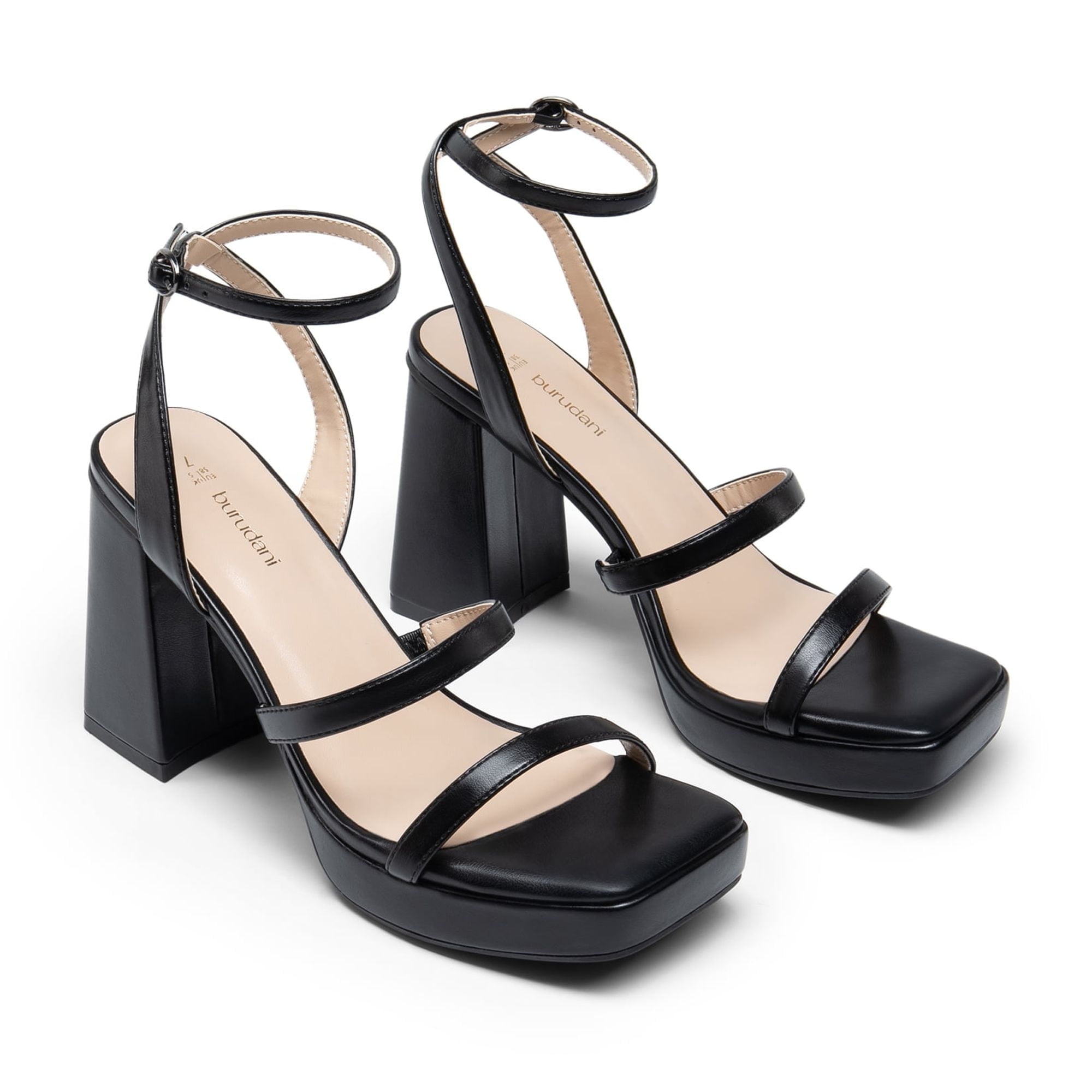 BURUDANI Women's Chunky Platform Heel Open Toe Ankle Strap Strappy ...