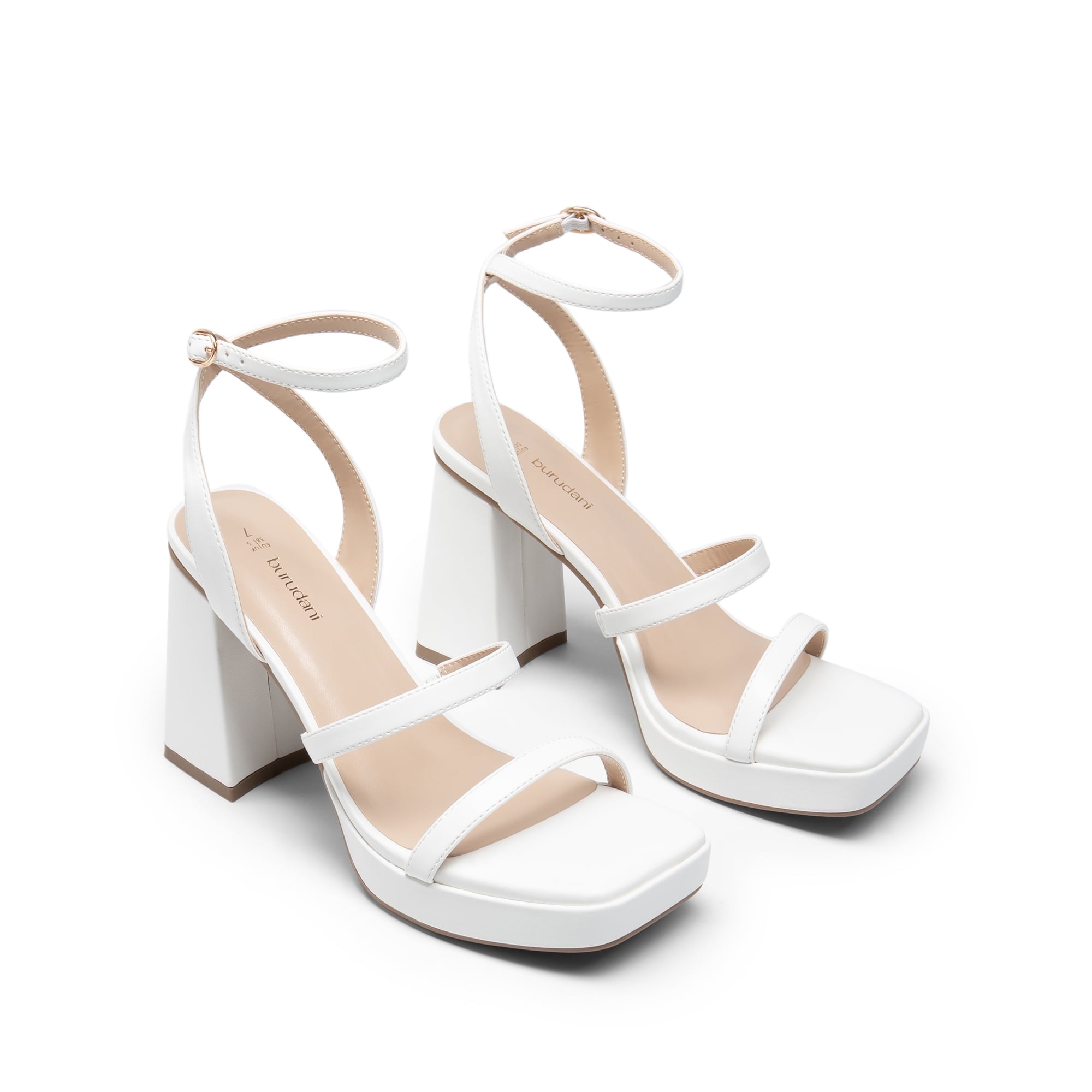 BURUDANI Women's Chunky Platform Heel Open Toe Ankle Strap Strappy ...