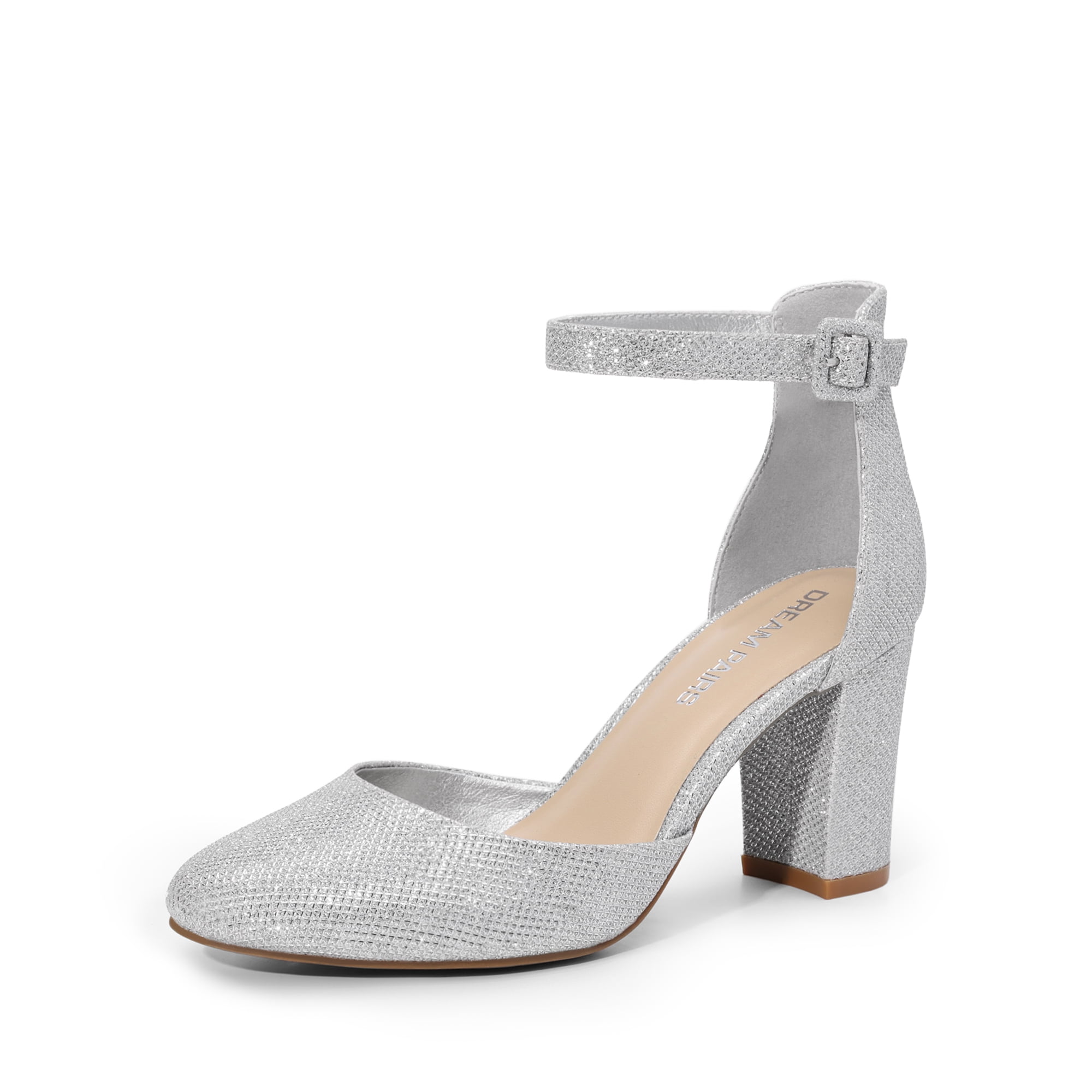 BURUDANI Women's Closed Toe Chunky Heels Ankle Strap Low Block Heels ...
