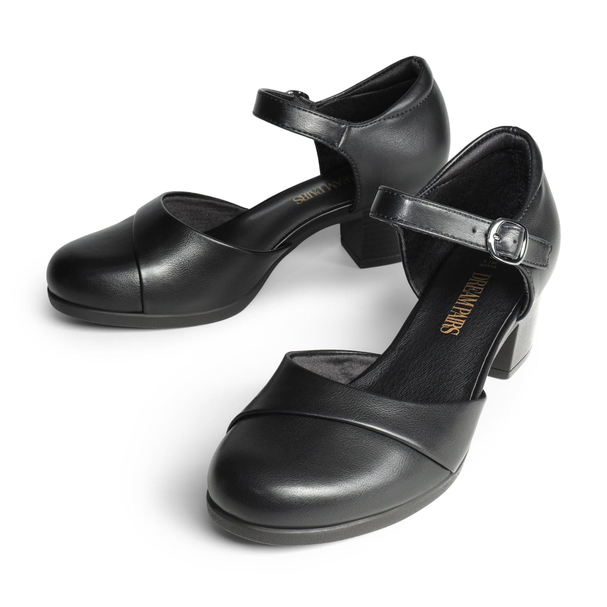 BURUDANI Women's Dress Shoes Mary Janes Comfortable Low Block Heels ...