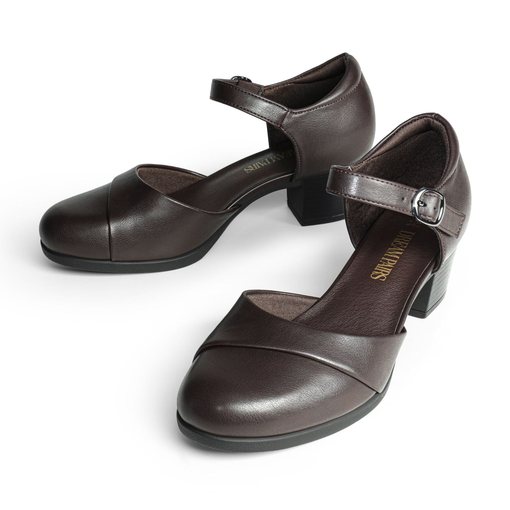 BURUDANI Women's Dress Shoes Mary Janes Comfortable Low Block Heels ...