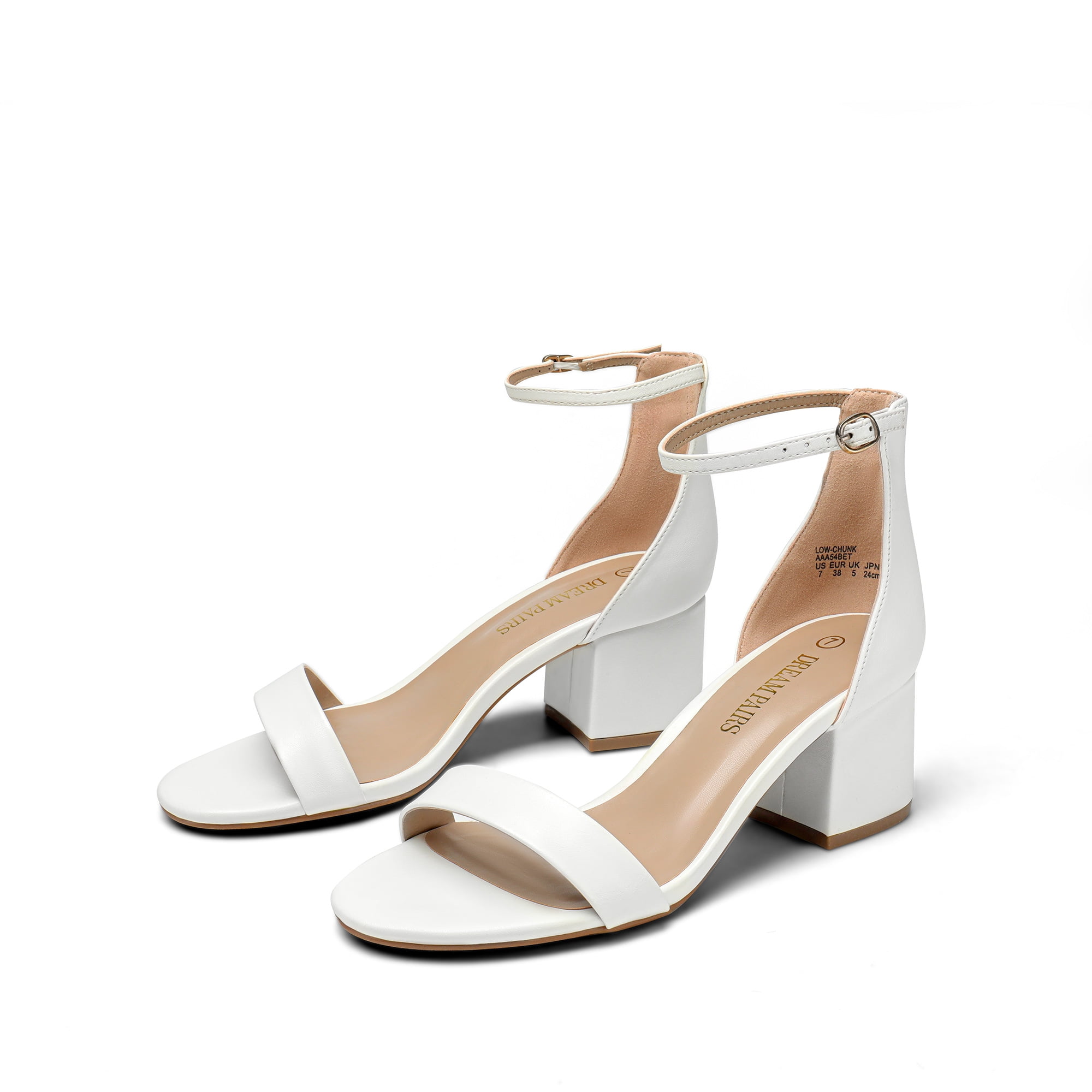 BURUDANI Women's Fashion Low Heel Ankle Strap Pump Sandals Open Toe ...