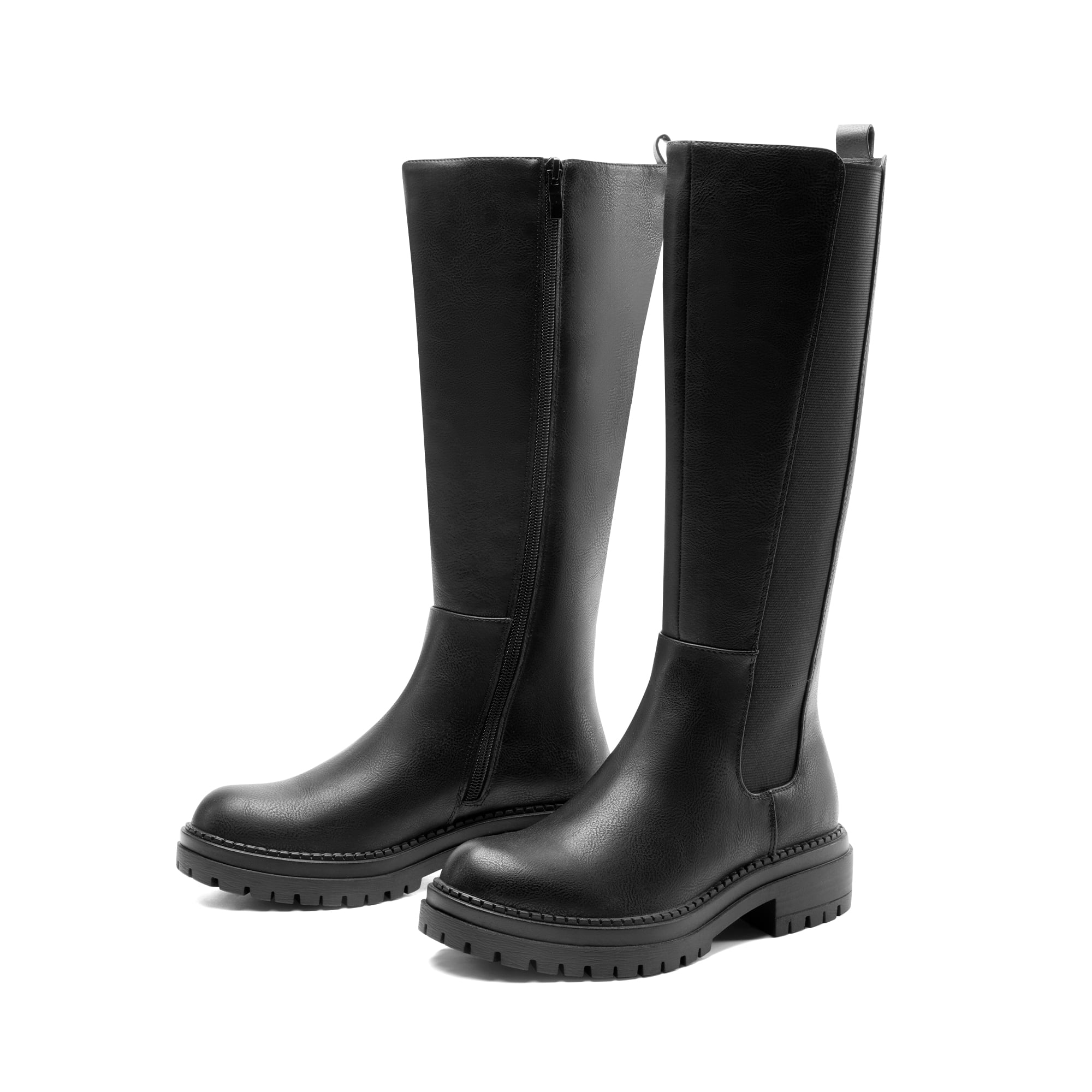 BURUDANI Women's Knee-High Boots, Comfortable Chunky Platform Side Zip ...