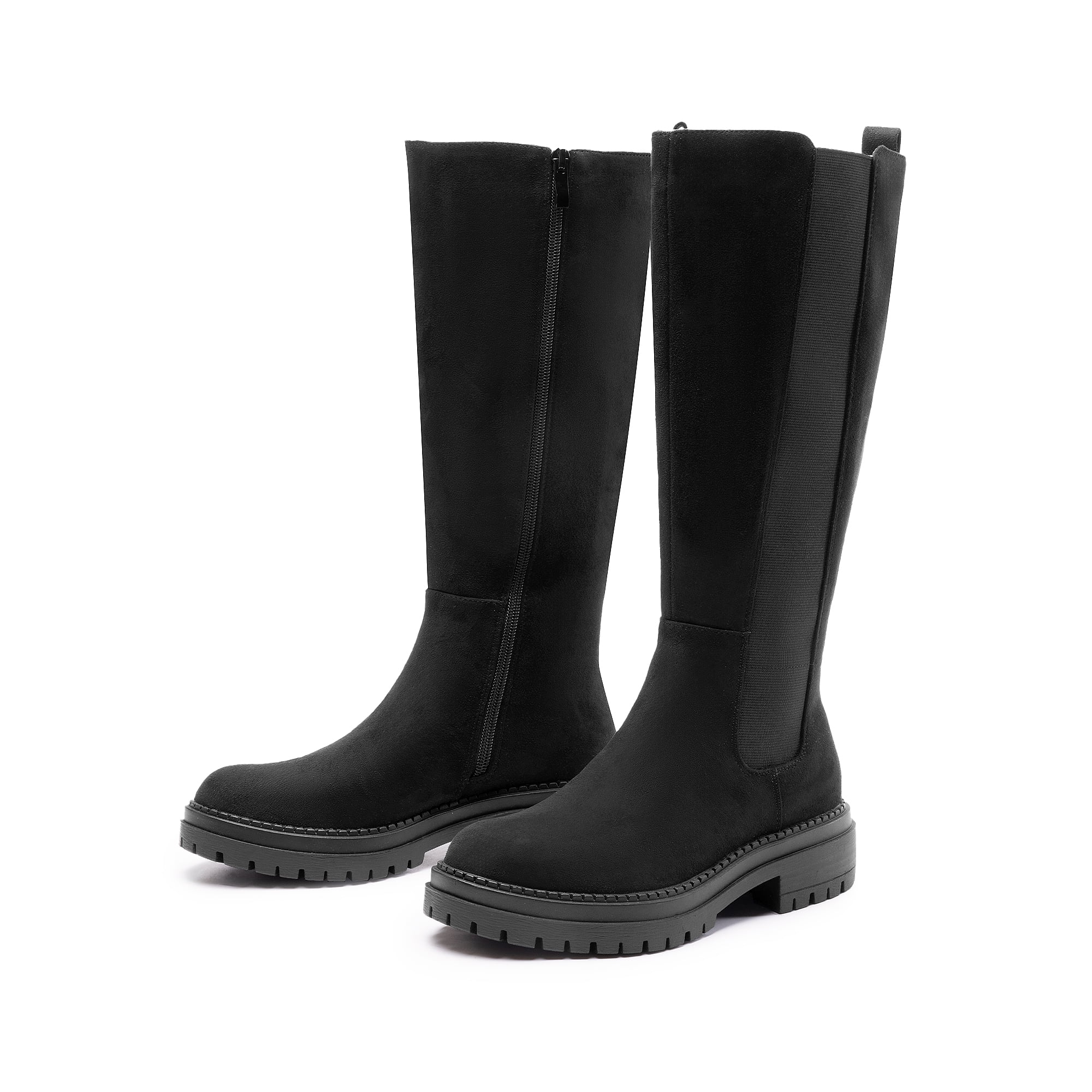 BURUDANI Women's Knee-High Boots, Comfortable Chunky Platform Side Zip ...