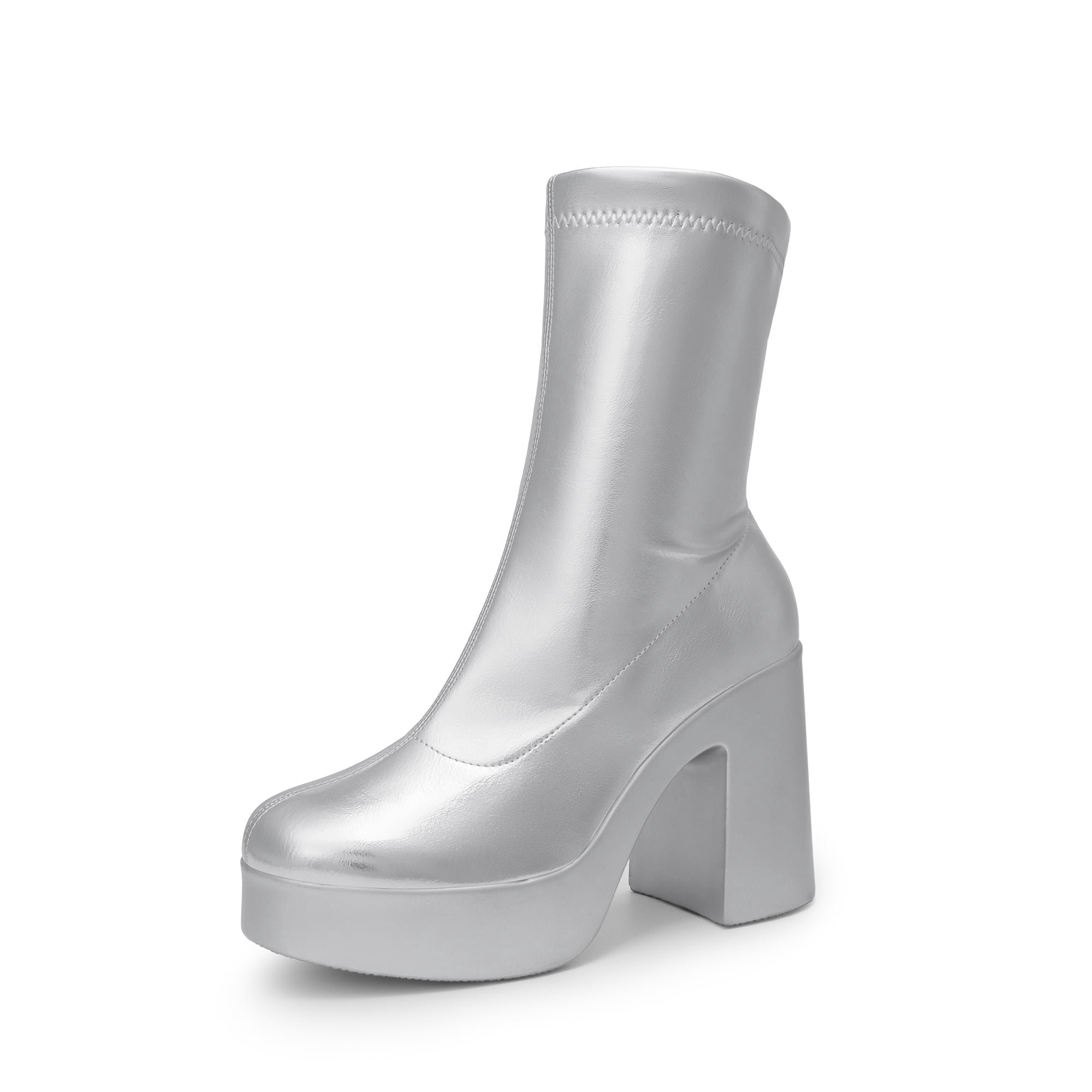 BURUDANI Women’s Platform Gogo Ankle Boots – High Chunky Block Heel ...